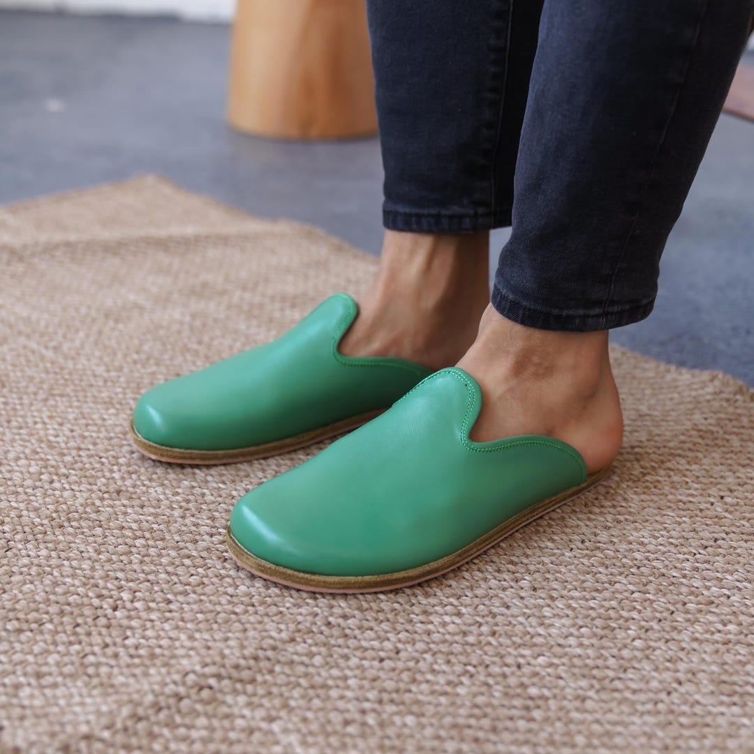 Green Leather Barefoot Sandals for Men – Wide Toe Box, Eco-friendly - Etsy