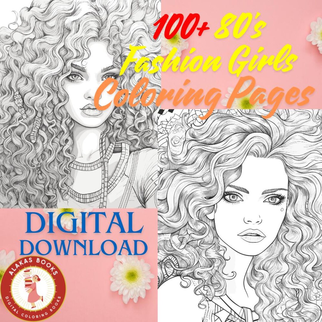 100 80's Fashion Girls Coloring Pages, 80's Fashion Girls Digital ...