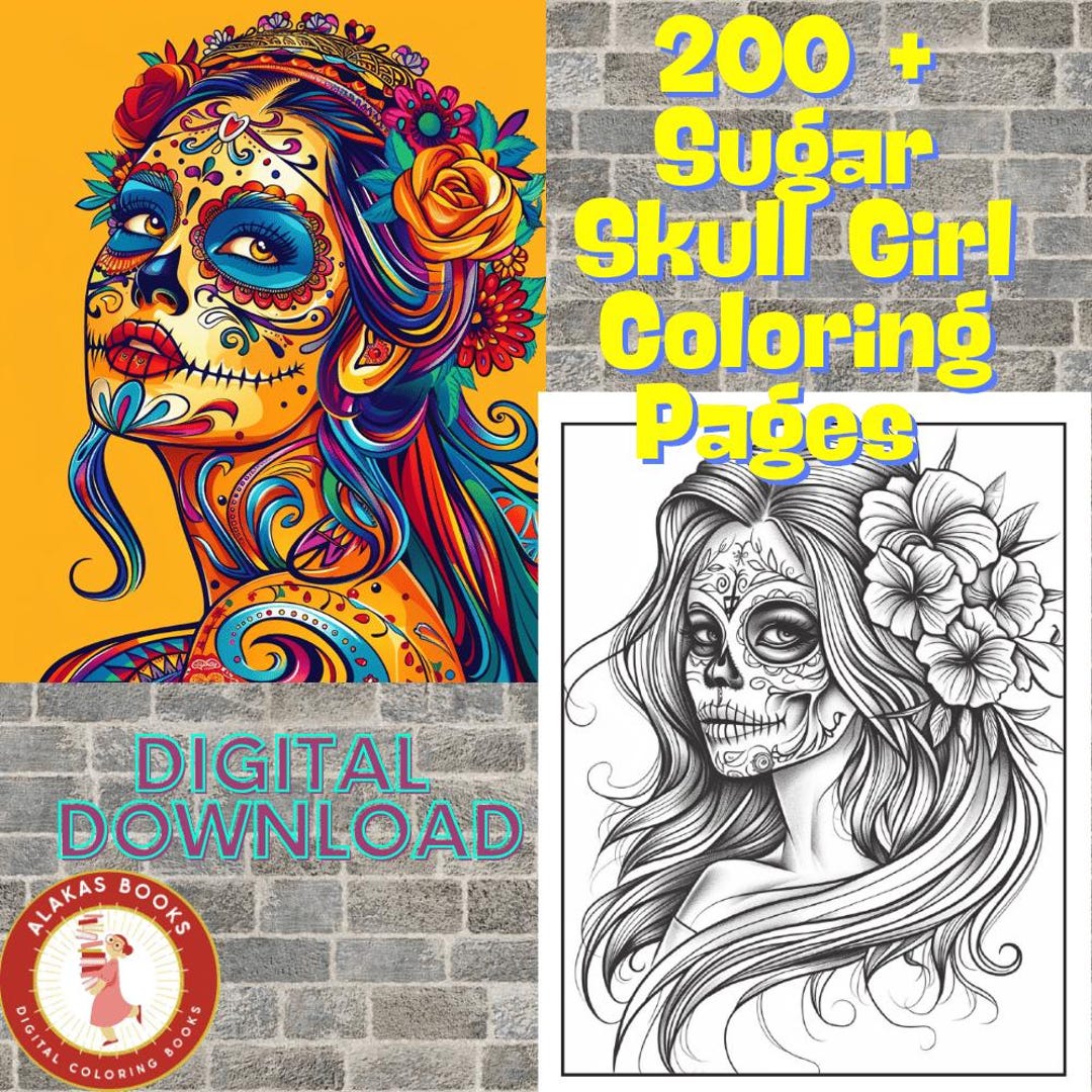 200 sugar Skull Girl Coloring Pages,sugar Skull Girl Digital Coloring ...