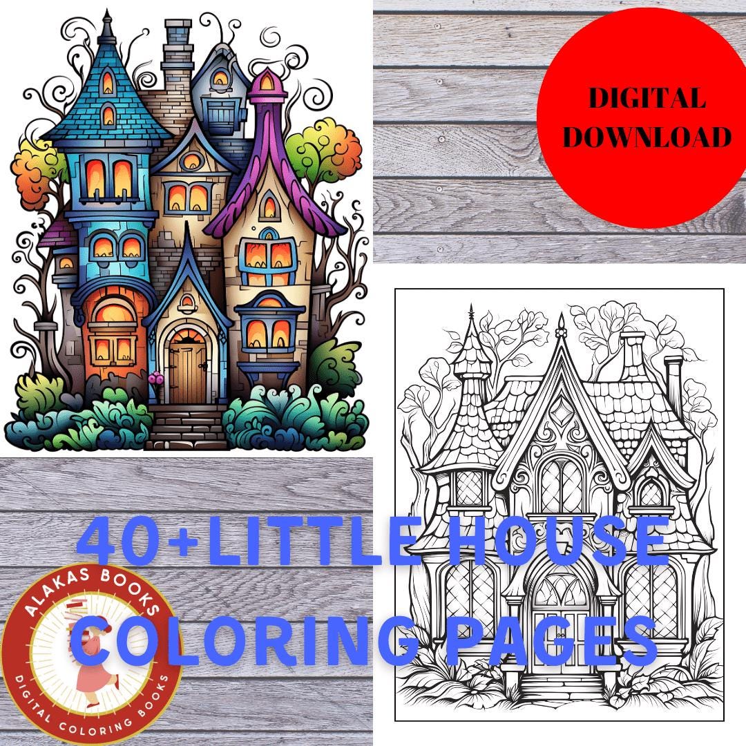 40 Little House Coloring Pages Digital Download, Printable Adult ...