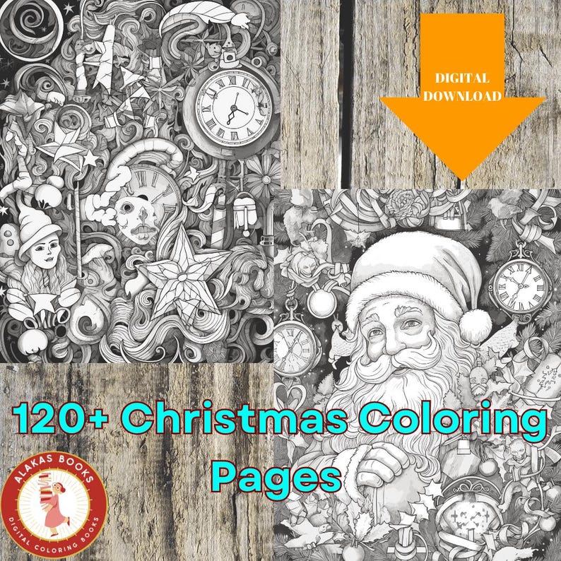 100christmas Coloring Pages ,christmas Digital Coloring Book, Printable ...
