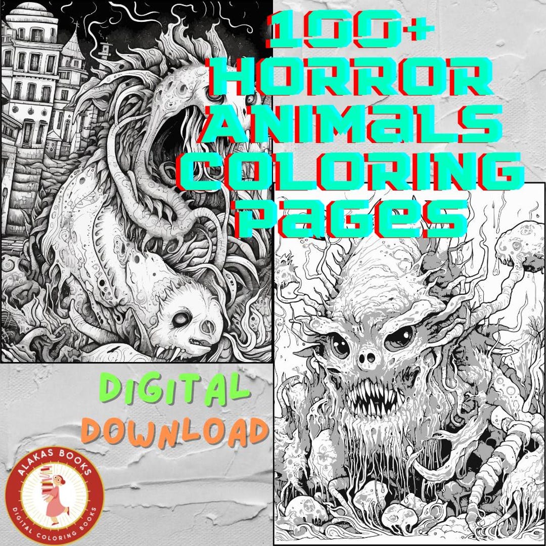 100 Horror Animals Coloring Pages Digital Download, Printable Adult ...