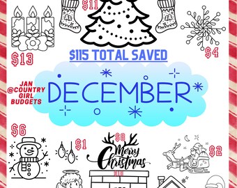 December Monthly Savings Challenge and Cash Envelope - Etsy