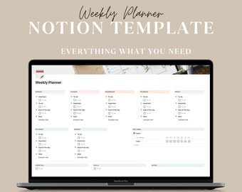 Notion Template Digital Planner Weekly Dashboard - Etsy