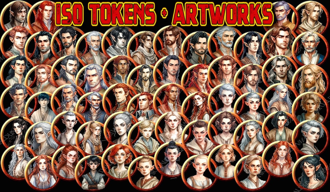 150 VTT Tokens in 3D Style for Fantasy Half-elf Male & Female Commoners ...