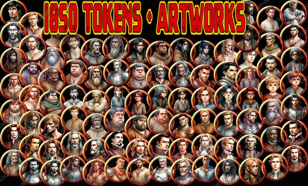 1850+ D&D Townsfolk Tokens: Commoners, Nobles, Warriors, Humans, Elfs ...