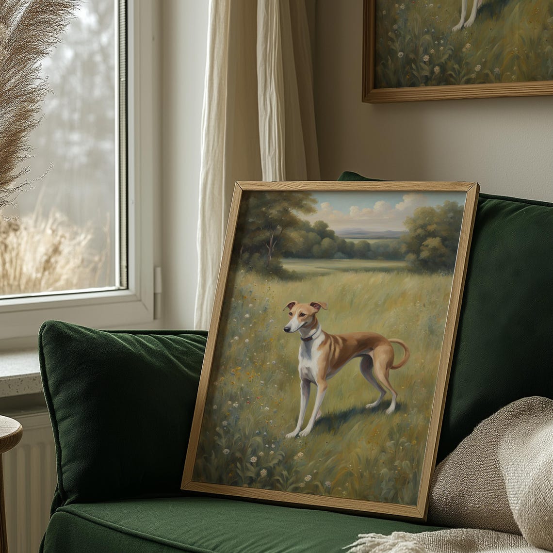 Whippet Vintage Oil Painting Landscape Print, British Countryside Wall ...
