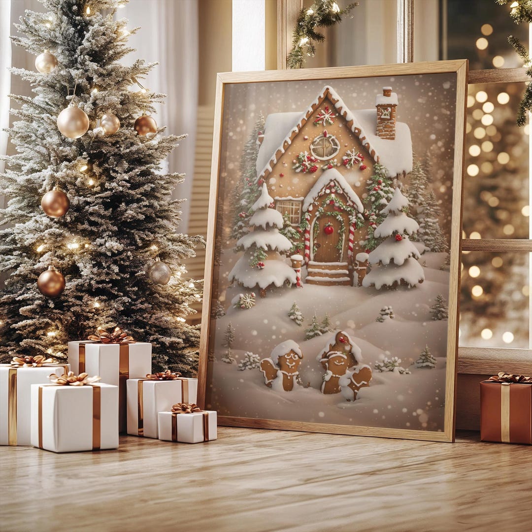 Christmas Gingerbread House Print, Christmas Cookie Print, Vintage ...