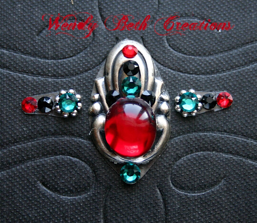 Red Vintage Glass Gem Reusable Belly Dance Bindi Set or Cosplay Skin ...