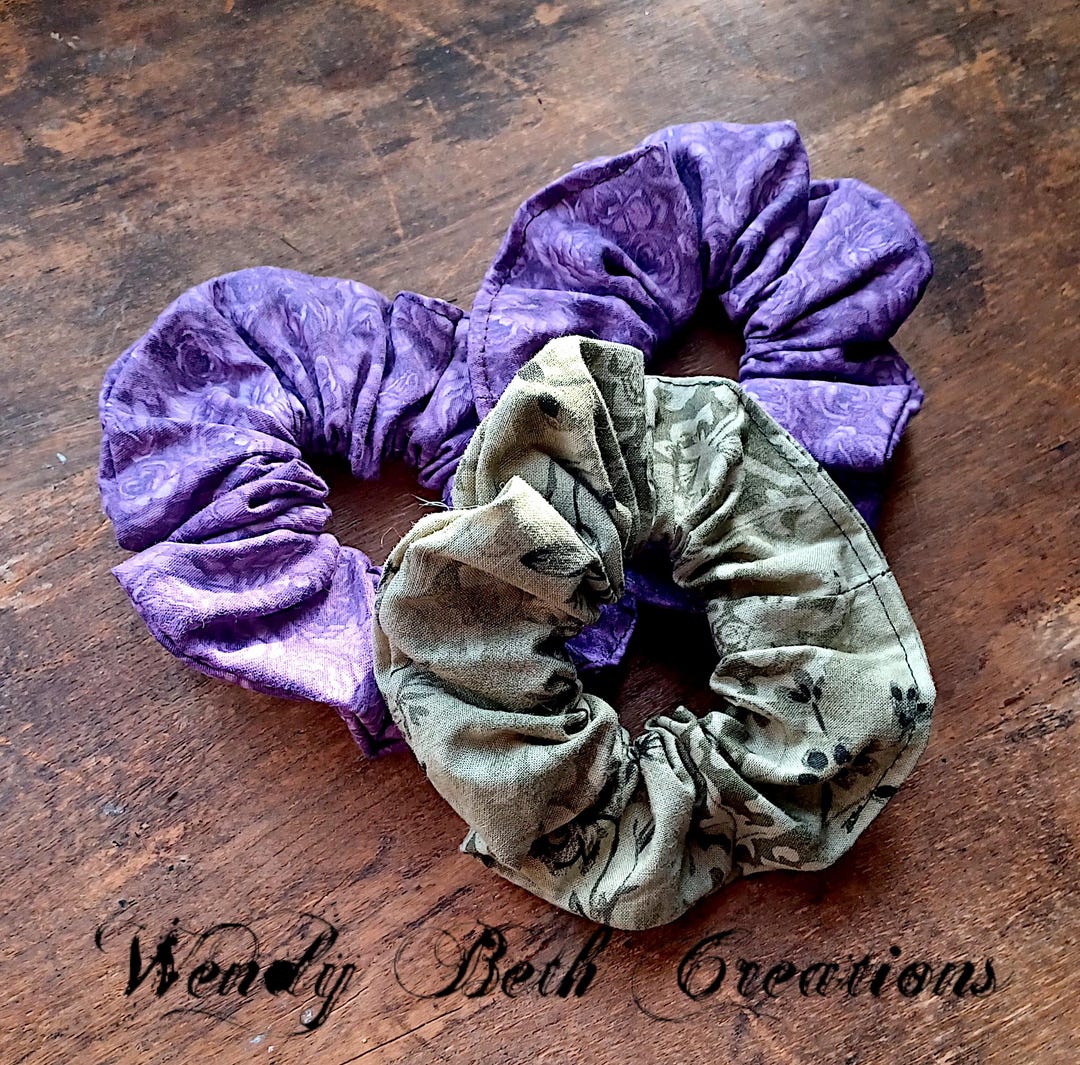 Floral Print Vintage Early 2000s Cotton Fabric Scrunchie - Etsy