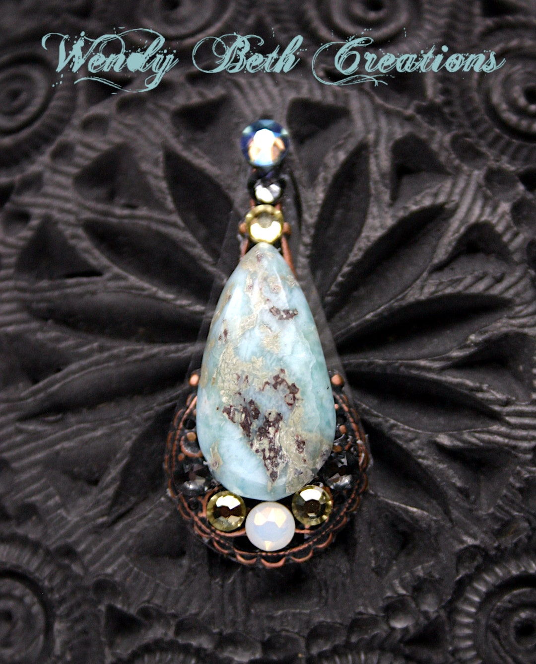 Mermaid Queen Tear Drop Larimar Gemstone Reusable Belly Dance Bindi or ...