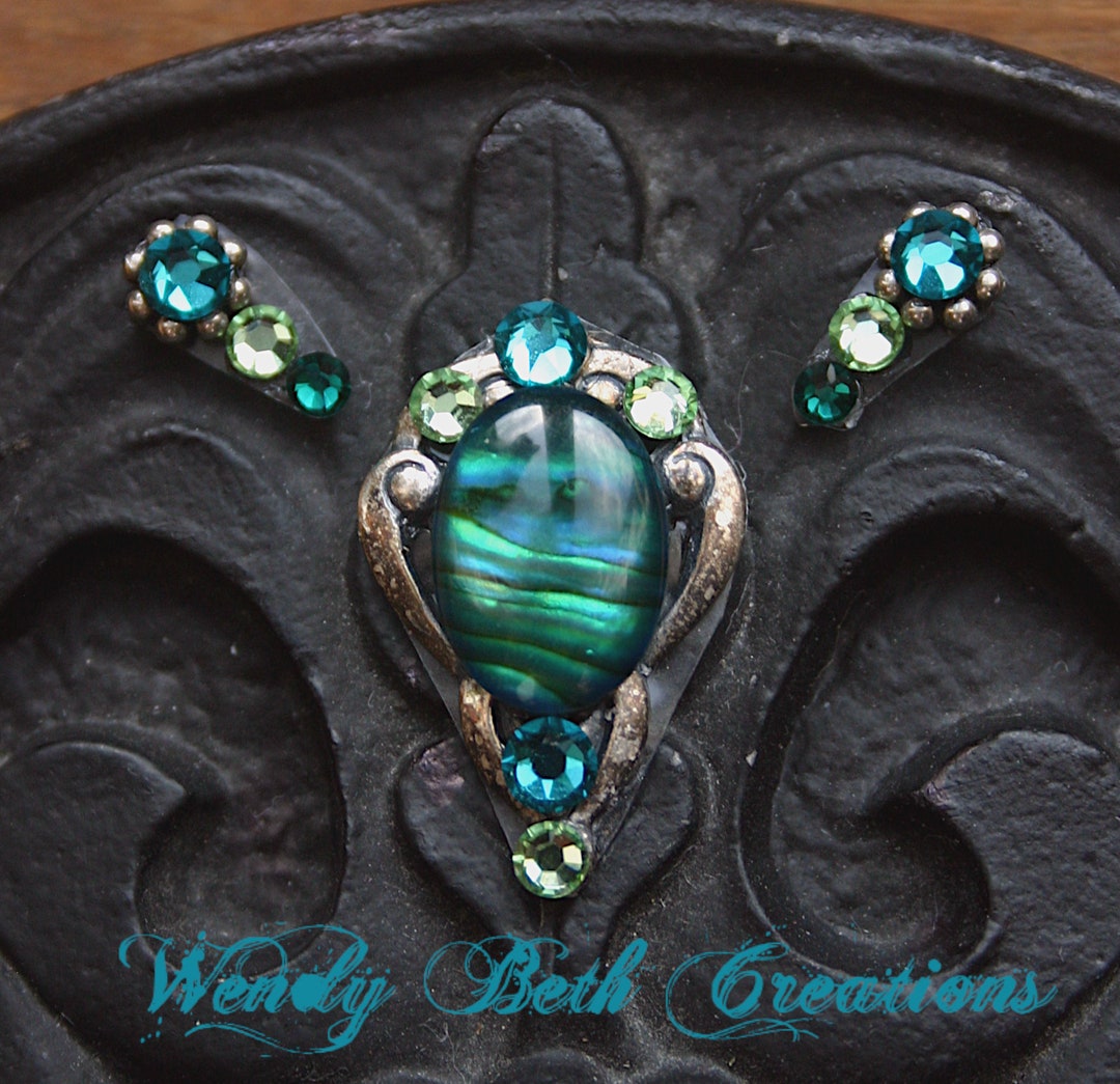 Scarab - Teal Green Paua Shell Reusable Belly Dance Bindi Set or Skin ...