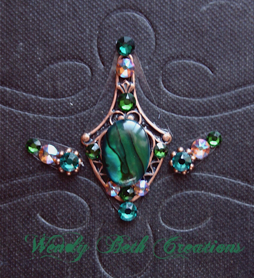 Forrest Fae Teal Green Paua Shell and Copper Filigree Reusable Belly ...