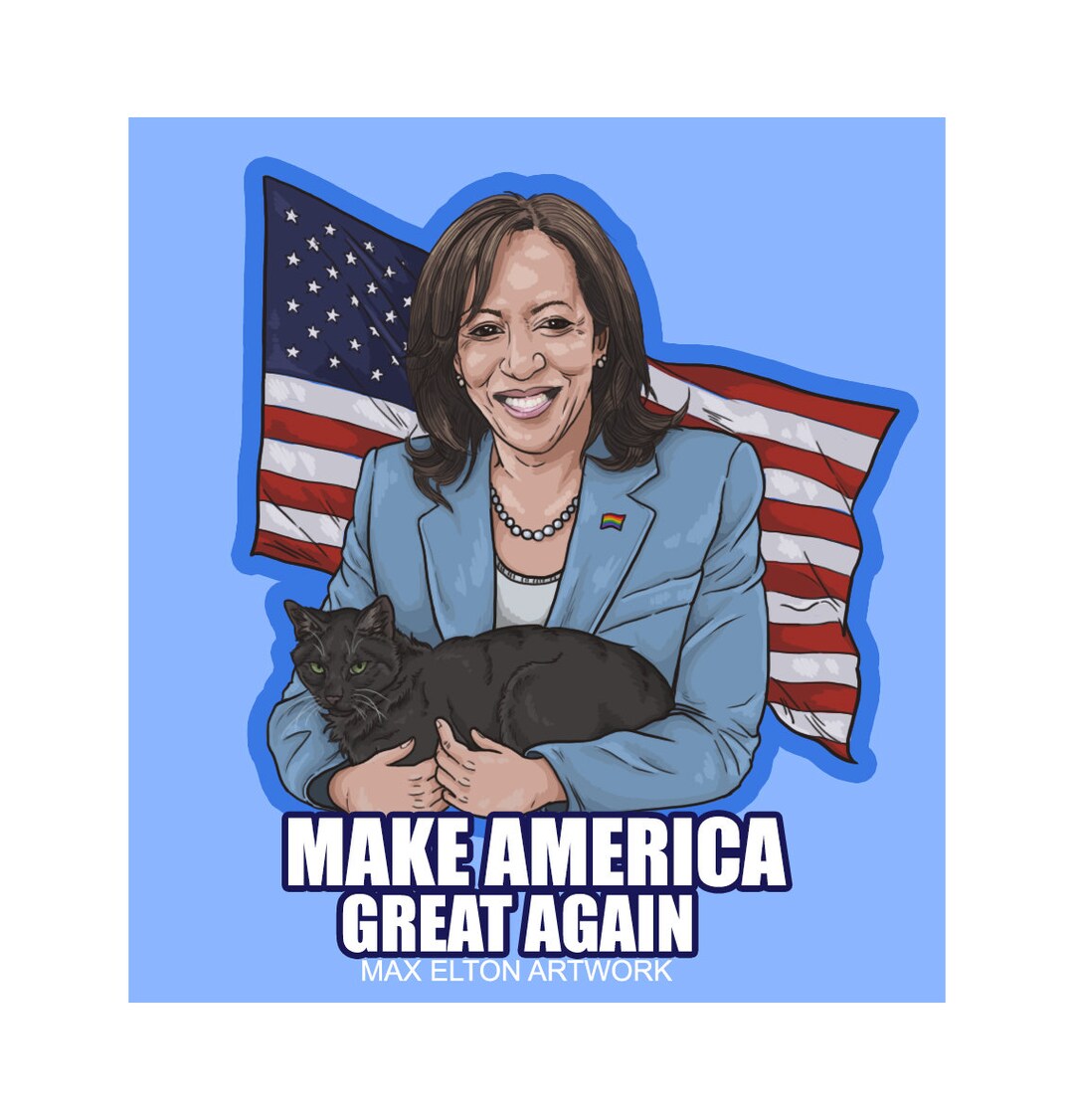 Kamala Harris Cat MAGA 2024 Waterproof Laptop Water Bottle Car Vinyl ...