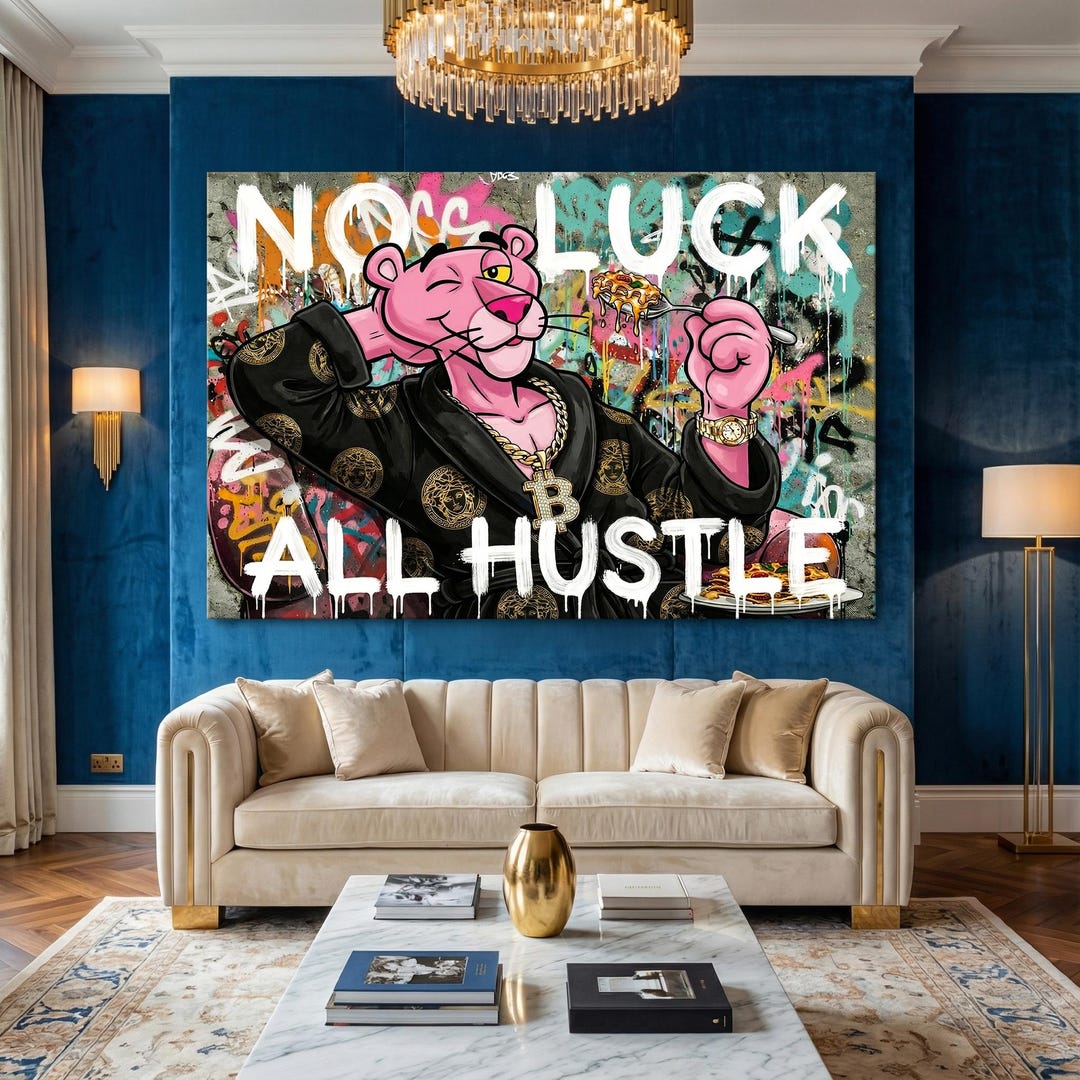 Pop Art Art, Pink Panther No Luck All HUSTLE, Bitcoin, Motivational ...