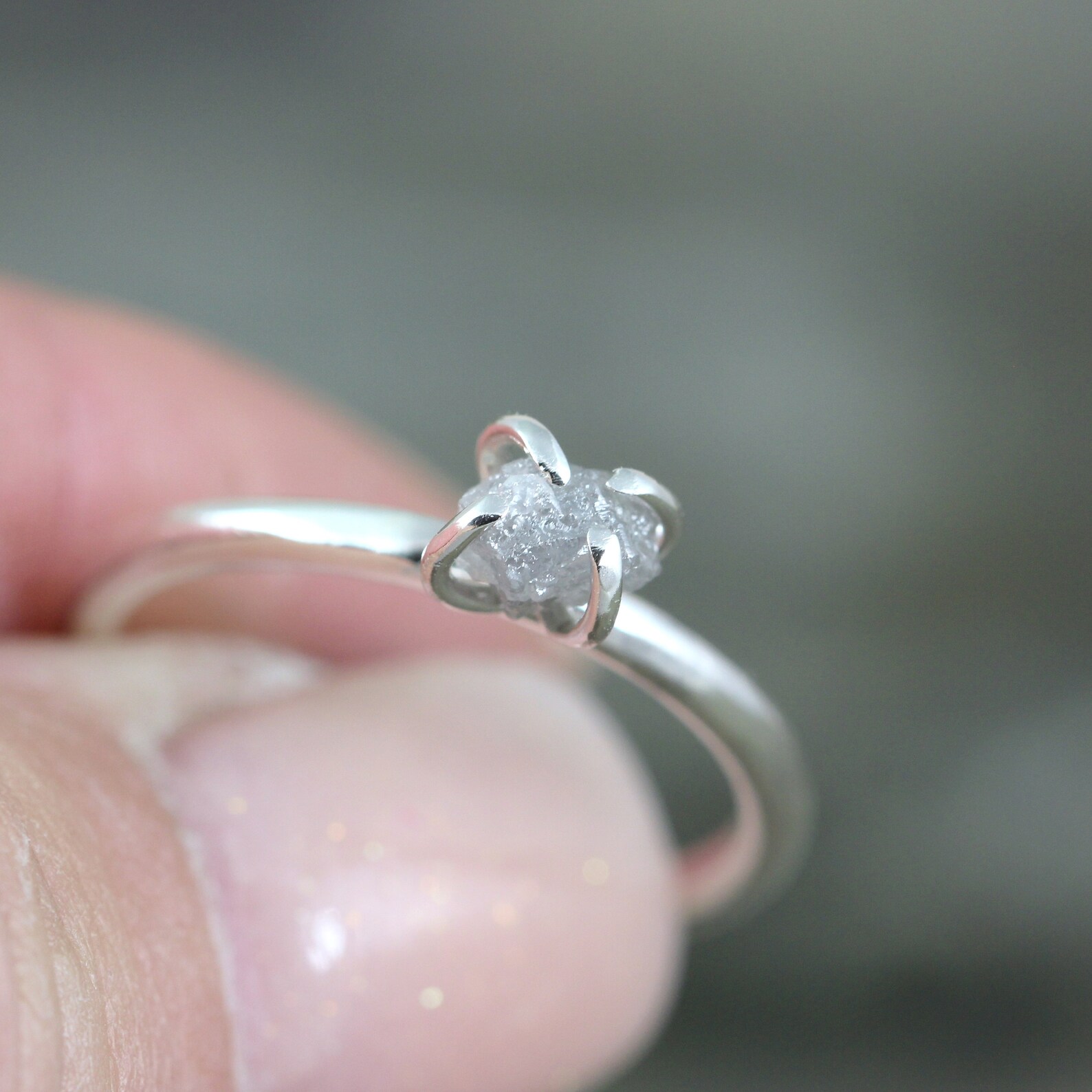 Raw Diamond Engagement Ring Uncut Raw Rough Diamonds | Etsy