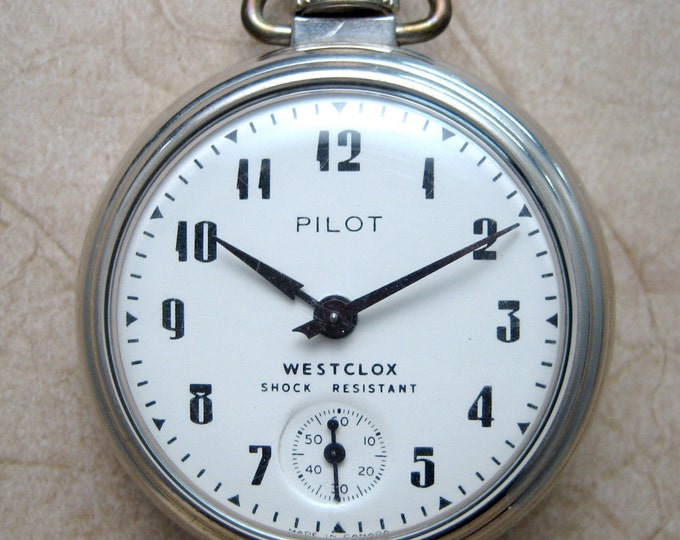 Vintage Westclox Pilot Pocket Watch - Manufactured in Canada - Circa ...