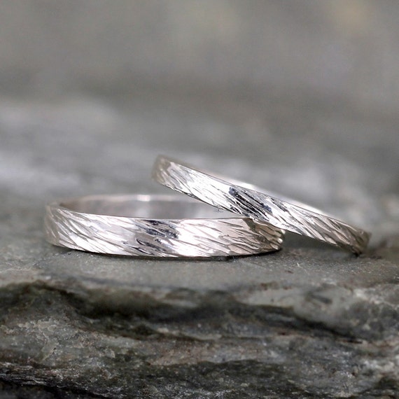 Sterling Silver Wedding Bands Silver Bands Rustic Wedding | Etsy Sterling Silver Wedding Bands Silver Bands Rustic Wedding | Etsy