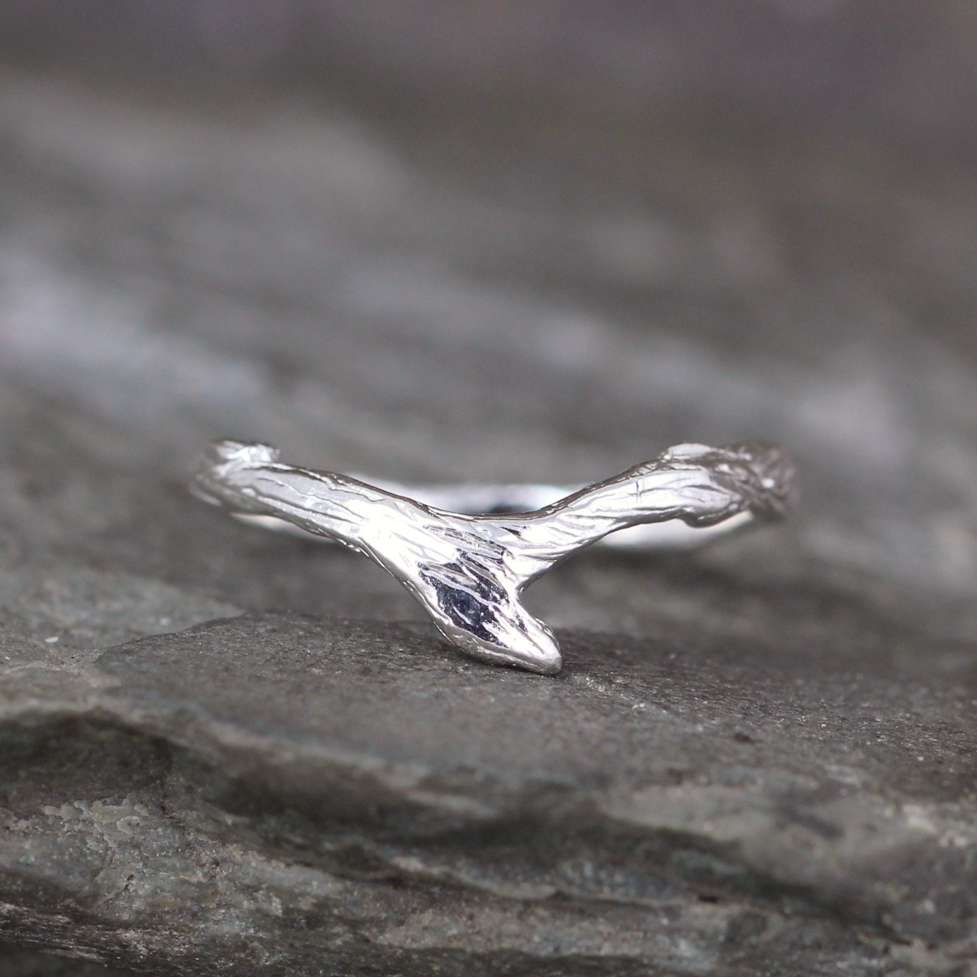V Twig Ring Sterling Silver Branch Ring Chevron Tree | Etsy