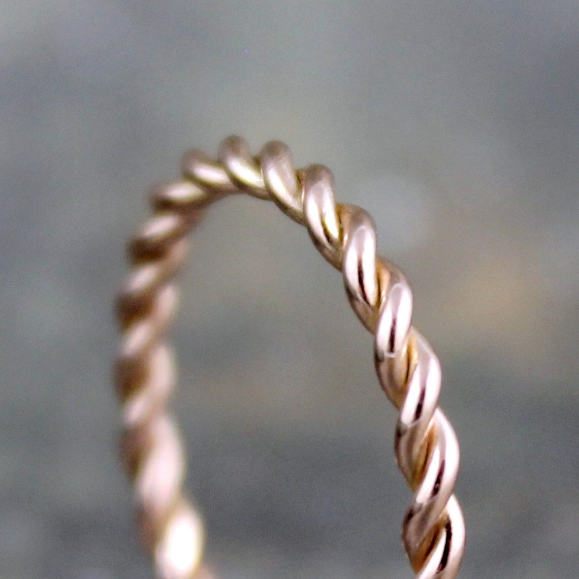 Rose Gold Band Twist Band 14K Rose Gold Ring Stacking - Etsy