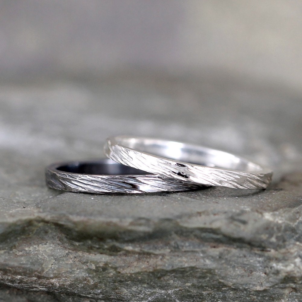 2mm Hammered Bark Texture Wedding Band Sterling Silver - Etsy