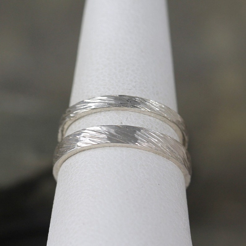Sterling Silver Wedding Bands Silver Bands Rustic Wedding - Etsy Sterling Silver Wedding Bands Silver Bands Rustic Wedding - Etsy