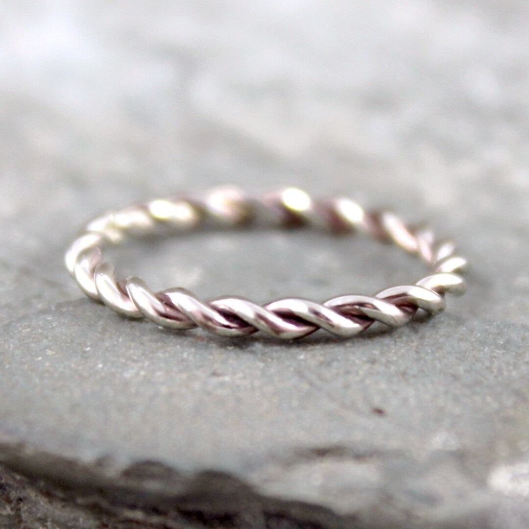 White Gold Band Twist Band 14K White Gold Ring Stacking Ring 14K White ...