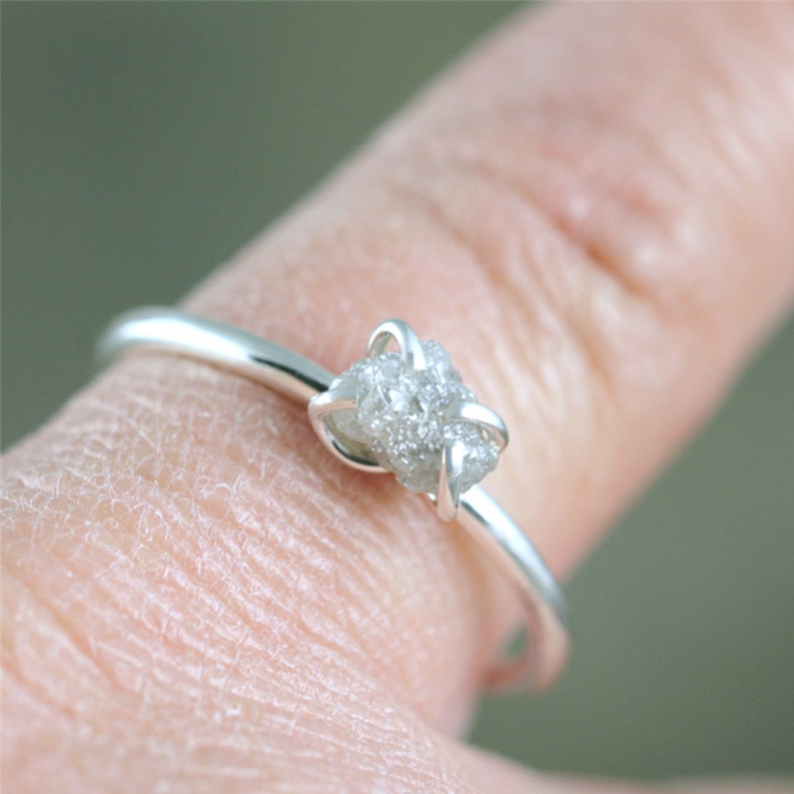 Raw Diamond Engagement Ring Uncut Raw Rough Diamonds | Etsy