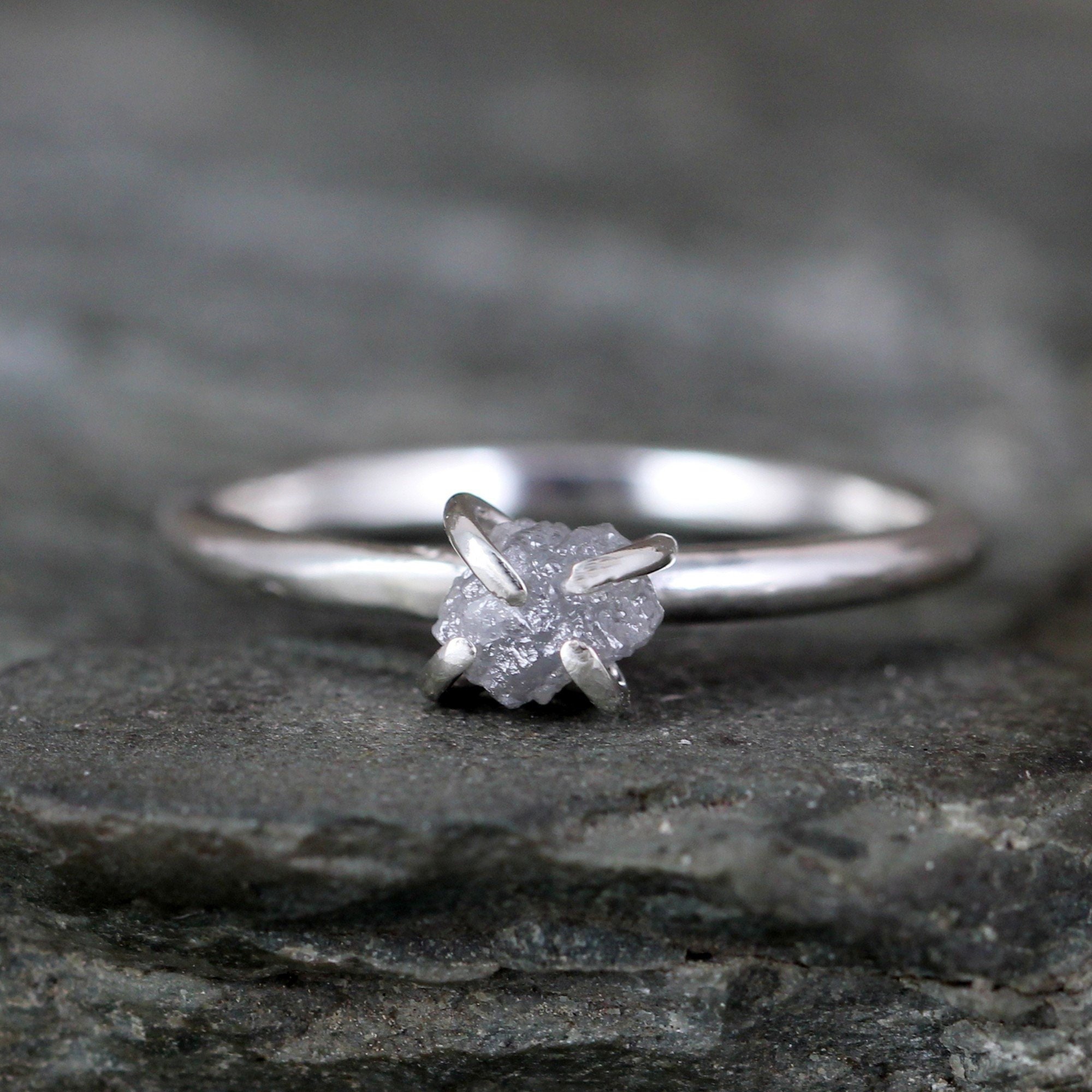 Raw Diamond Engagement Ring Uncut Raw Rough Diamonds | Etsy