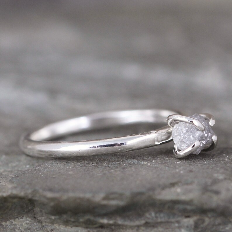 Raw Diamond Engagement Ring Uncut Raw Rough Diamonds | Etsy