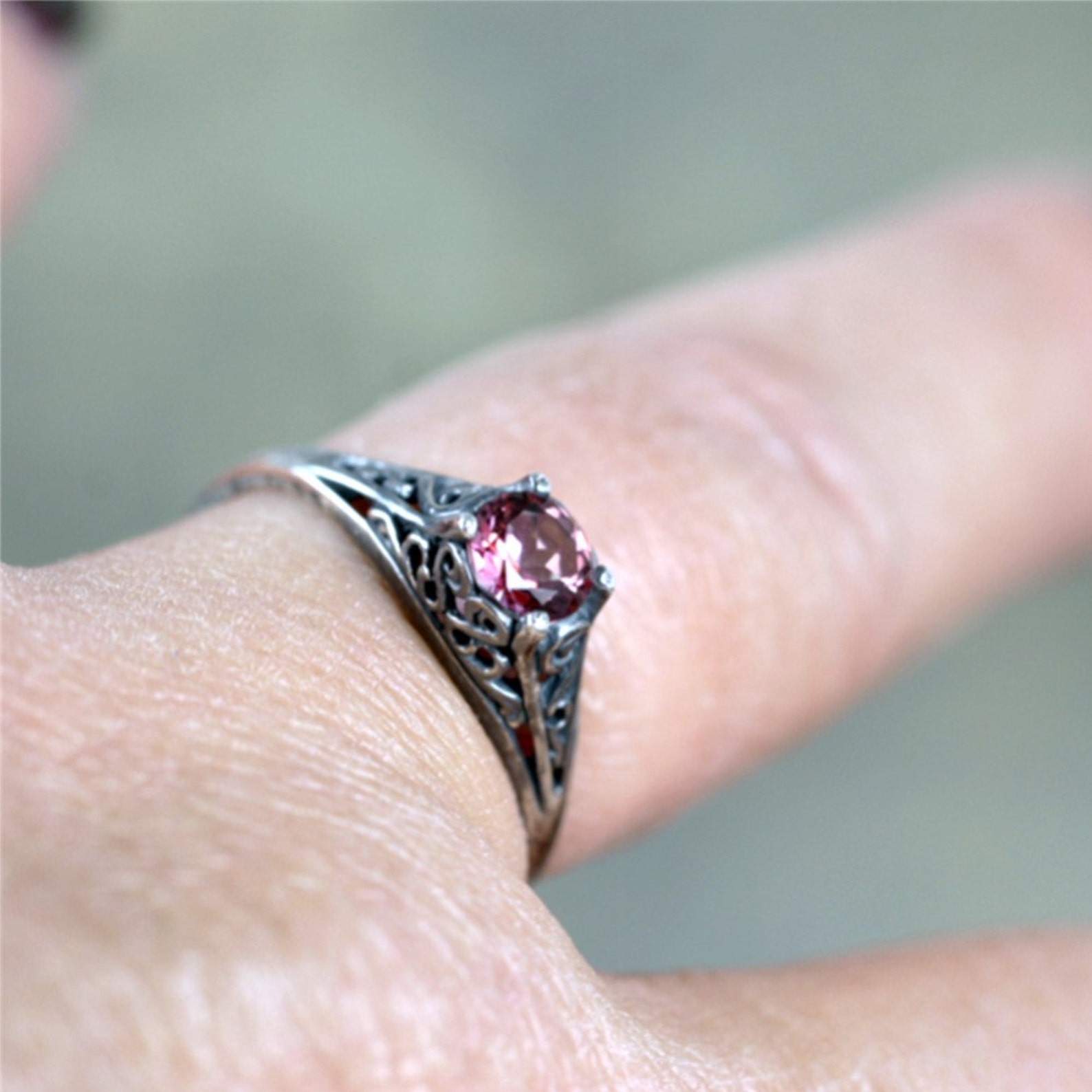 Pink Topaz Ring October Birthstone Ring Antique Style - Etsy