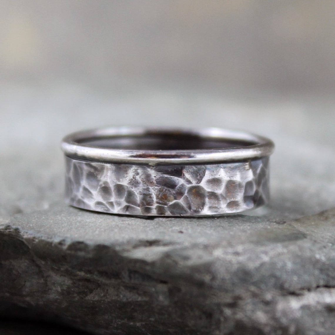 Rustic Sterling Silver Band Men's Jewellery Wedding | Etsy