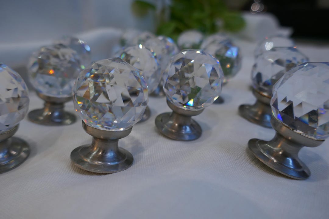 Swarovski Crystal Cabinet Knobs: Stainless Steel Base, Elegant Handles ...