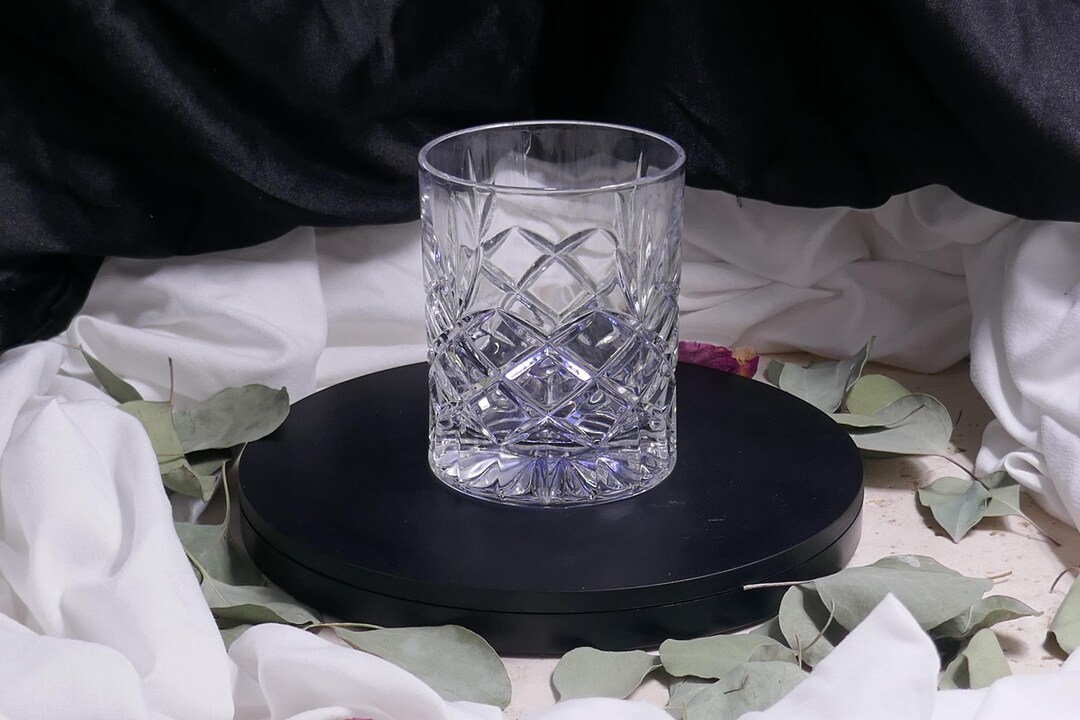 Vintage Whiskey Glass Bevel Cut Pattern – Elegant Crystal Old Fashioned ...