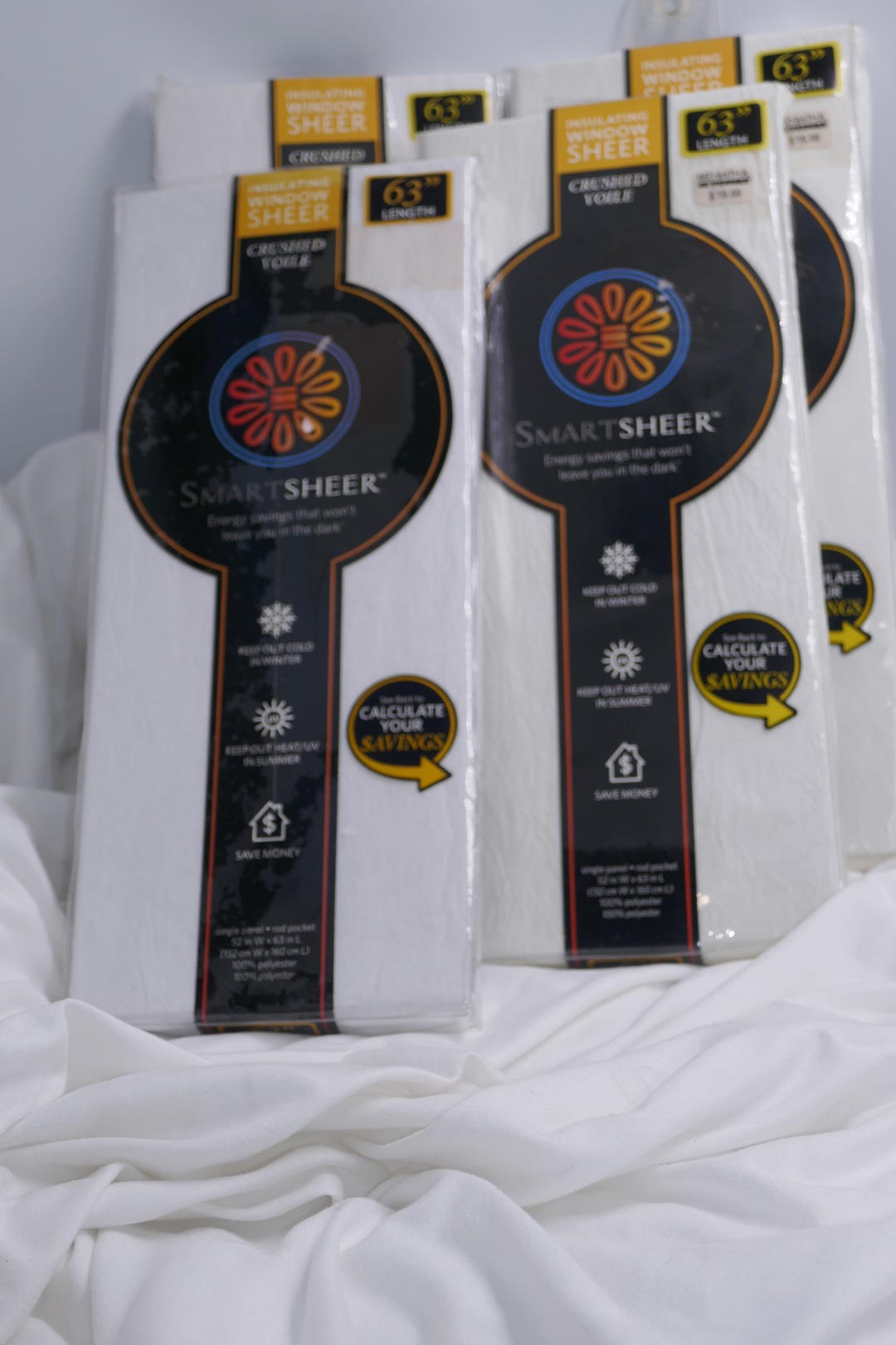 Smart Sheer Window Curtain Panels in White 4 Panels 59x63 Inch Each - Etsy