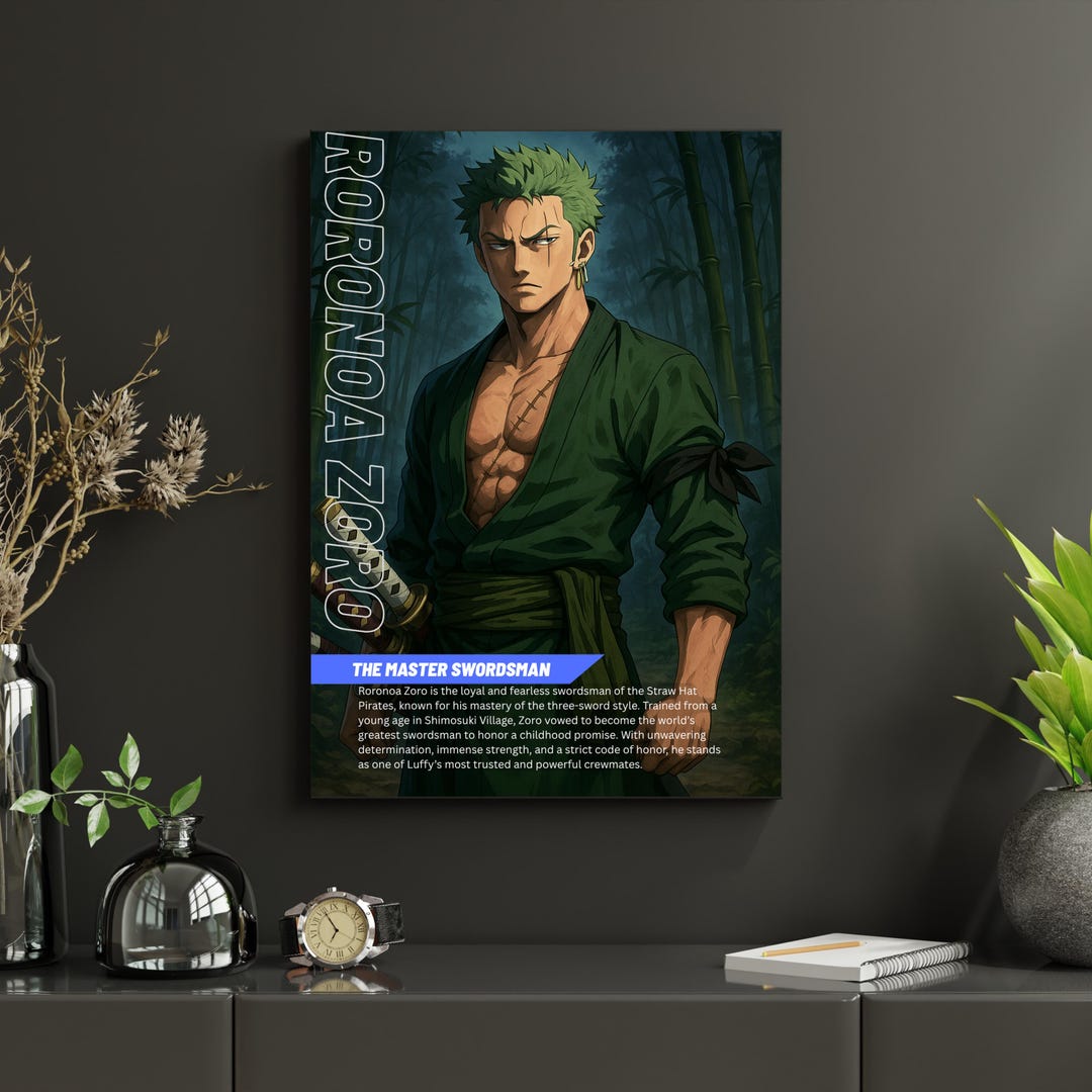 Zoro Poster | Roronoa Zoro Wall Art | One Piece Anime Print | Straw Hat ...