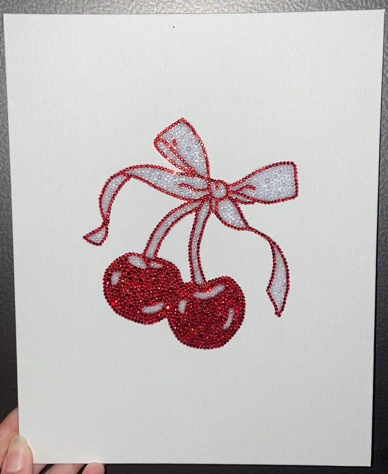 Cherry Canvas Rhinestone Art - Etsy
