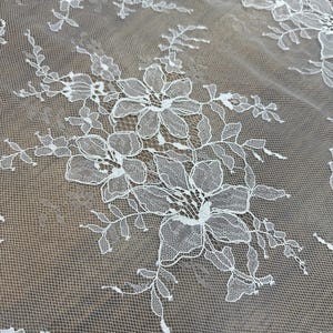 Elegant Chantilly French Lace Fabric Corded Ivory Bridal Lace for ...