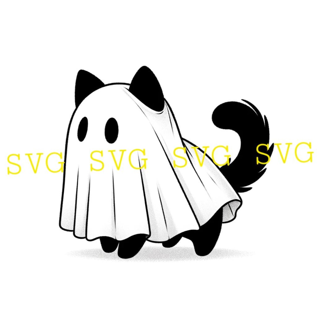 Halloween, Black Cat, Ghost Cat, Ghost, Cute, Spooky, Seasonal, Fall ...