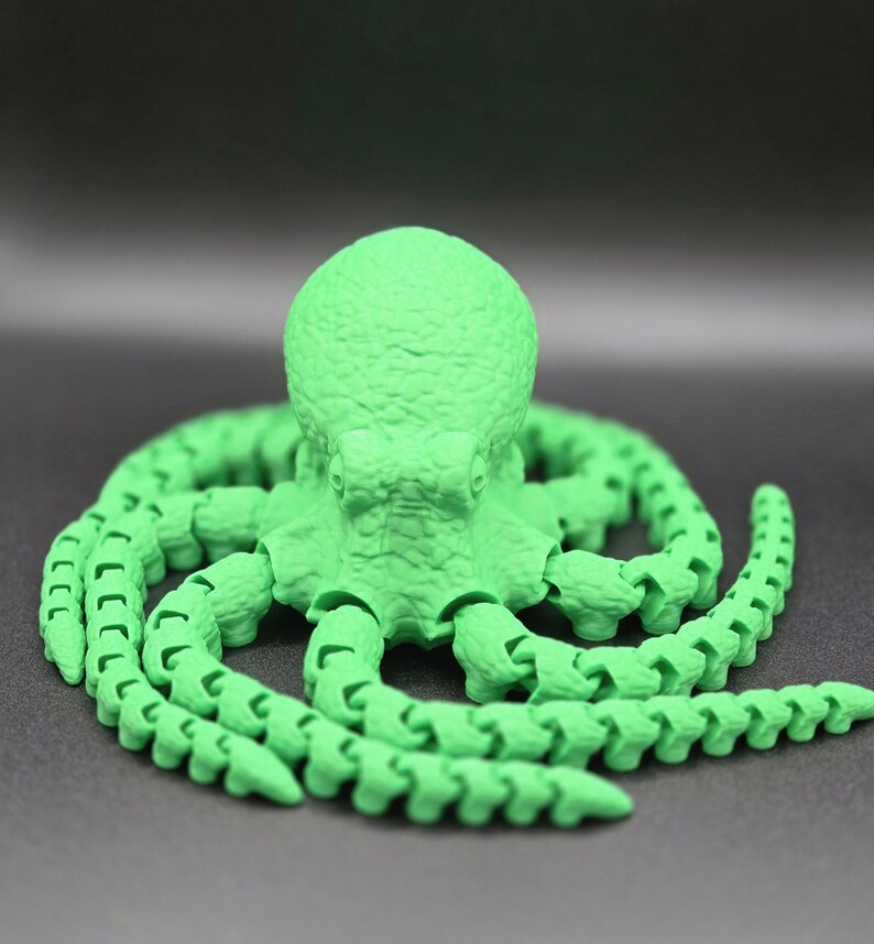 3D Printed Articulated Octopus Toy | Flexible Sea Creature Figurine ...