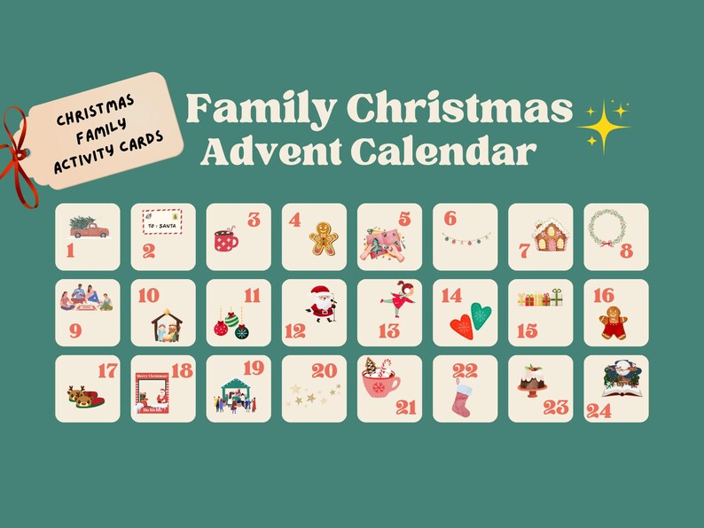 24 Printable Advent Activity Cards for Kids and Family, Instant ...