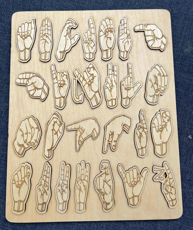 Personalized Full Alphabet ASL Puzzle Laser Engraved & Handcrafted ...
