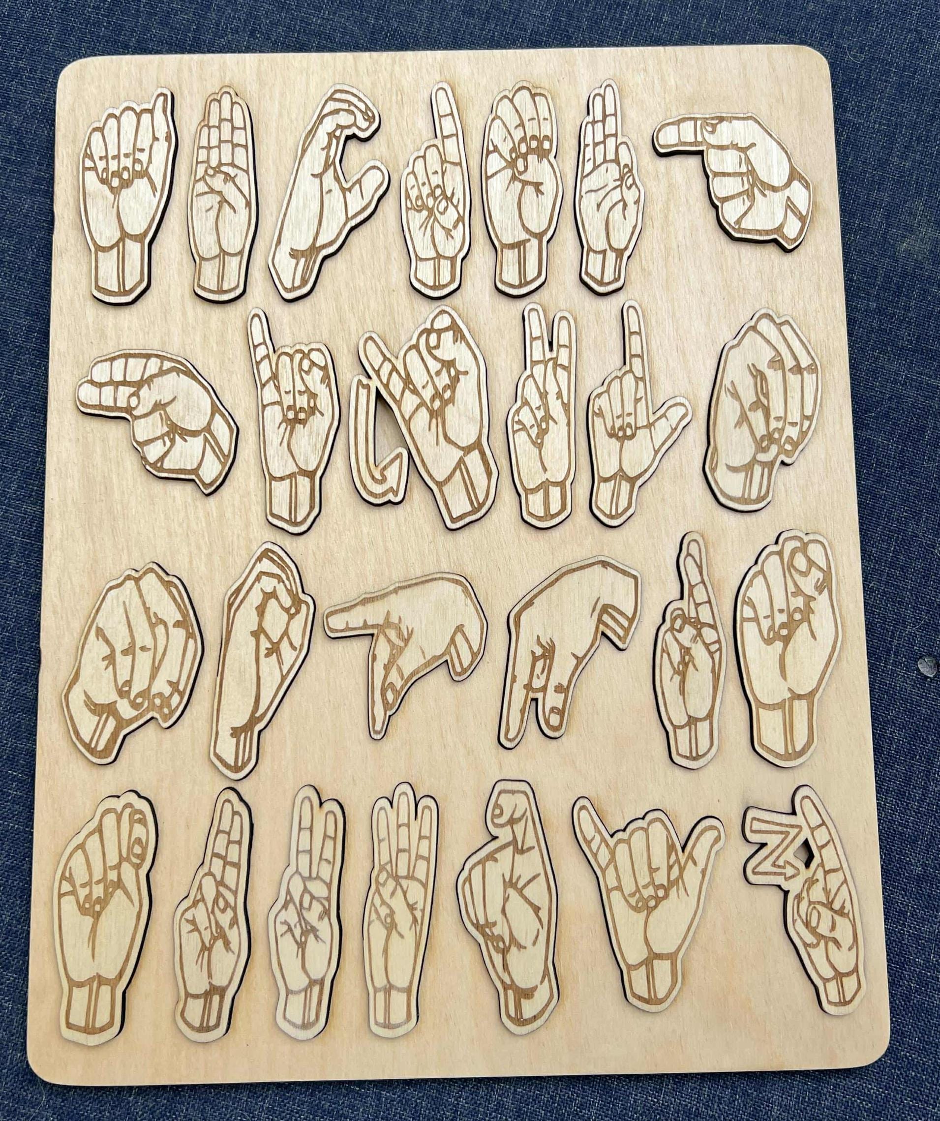 Personalized Full Alphabet ASL Puzzle Laser Engraved & Handcrafted ...