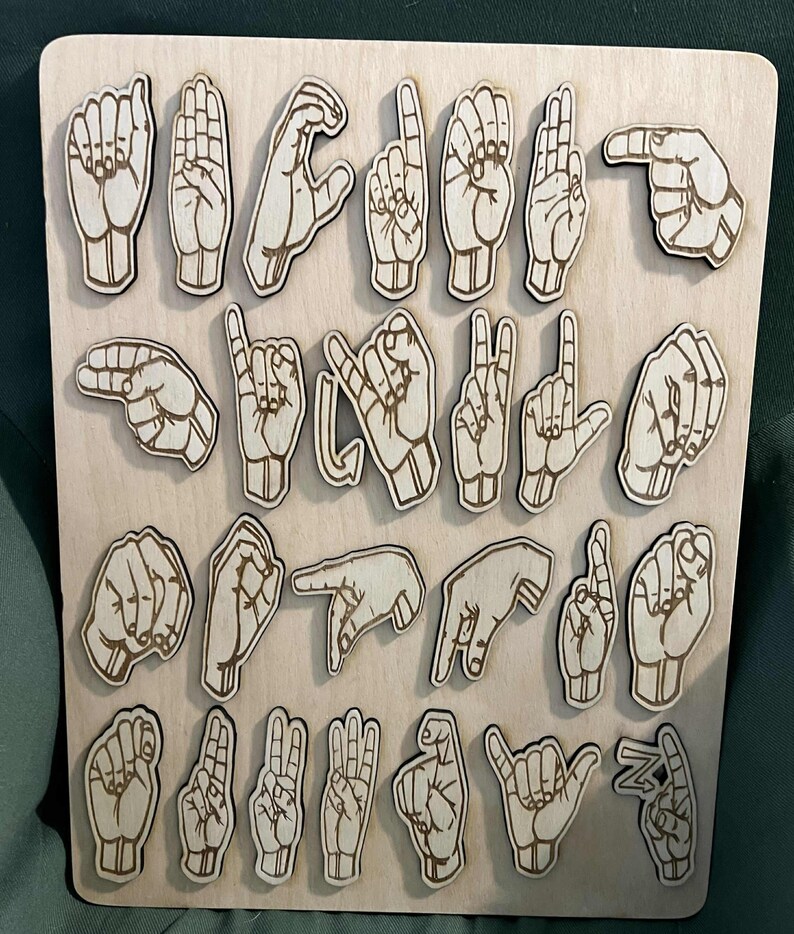 Personalized Full Alphabet ASL Puzzle Laser Engraved & Handcrafted ...