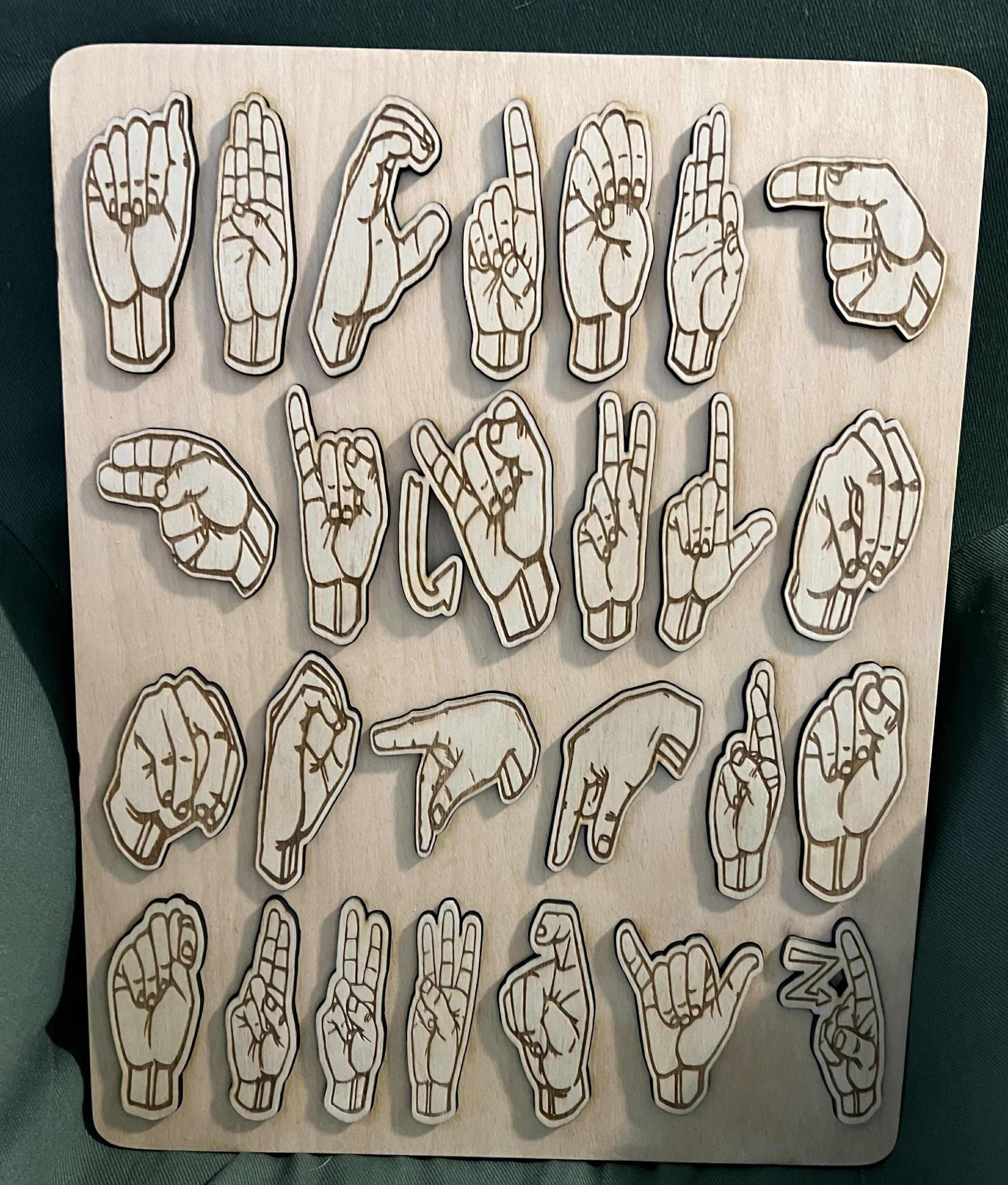 Personalized Full Alphabet ASL Puzzle Laser Engraved & Handcrafted ...