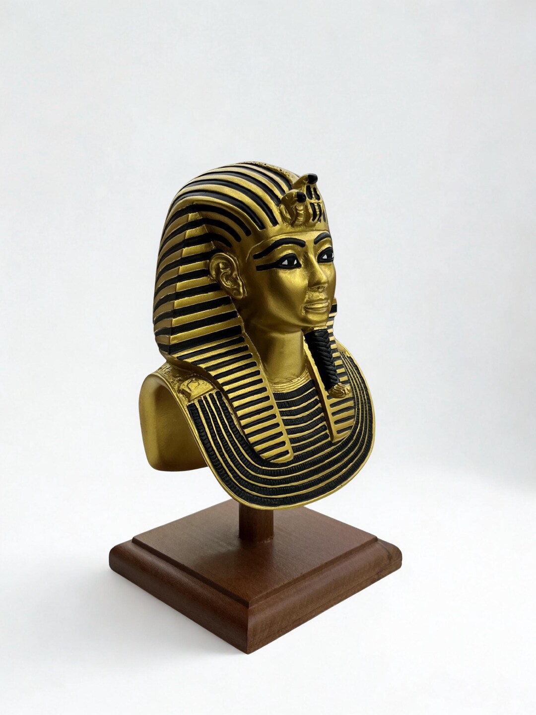 Handmade Tutankhamun Bust | Egyptian Pharaoh Sculpture on Wood Base - Etsy