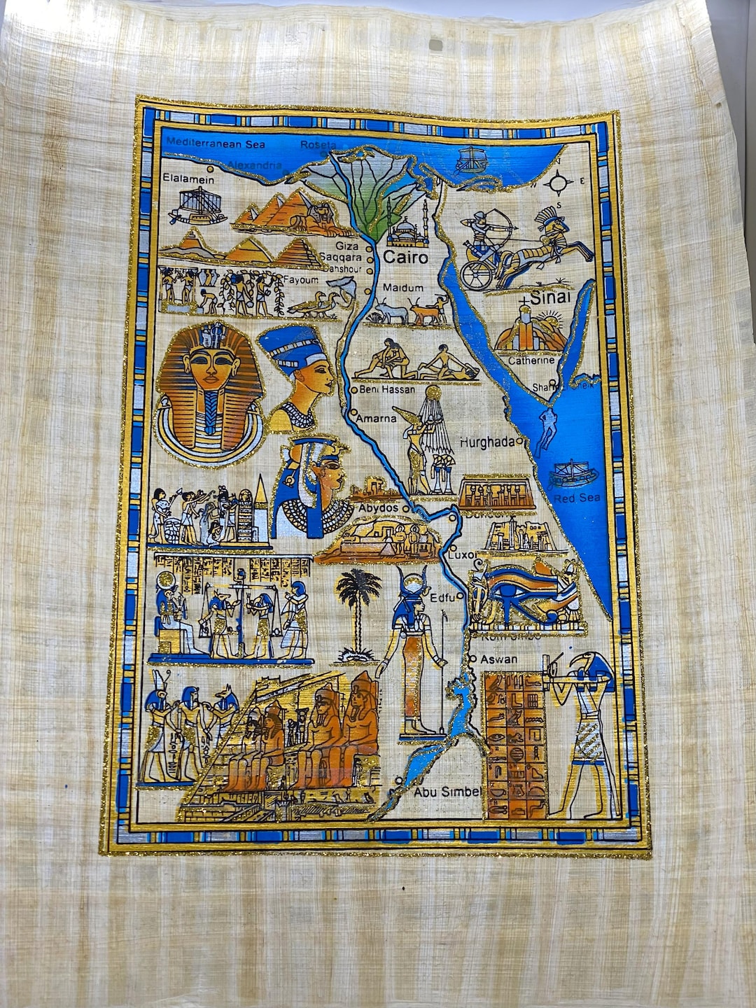 Hand-painted Map of Egypt Papyrus: Authentic Egyptian Art (30x40 Cm) - Etsy