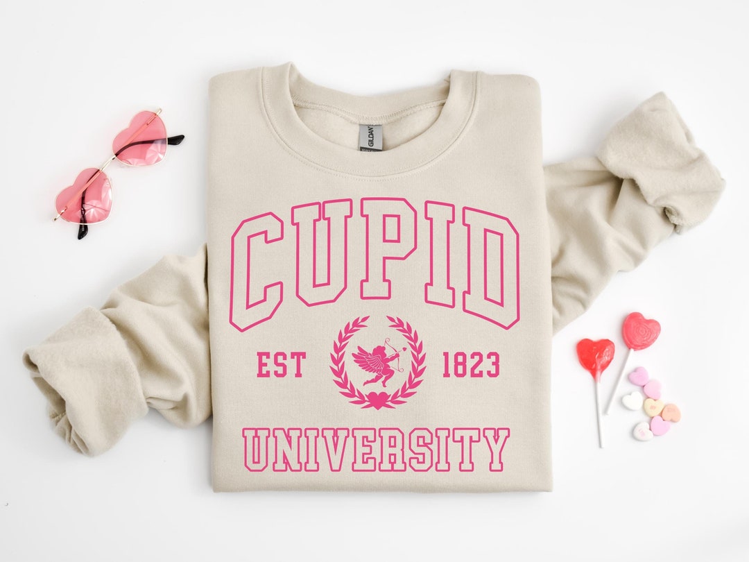 Cupid University Valentine's Day Sweatshirt, Retro Checkered Valentine's T-shirt, Pink Heart Tee ...
