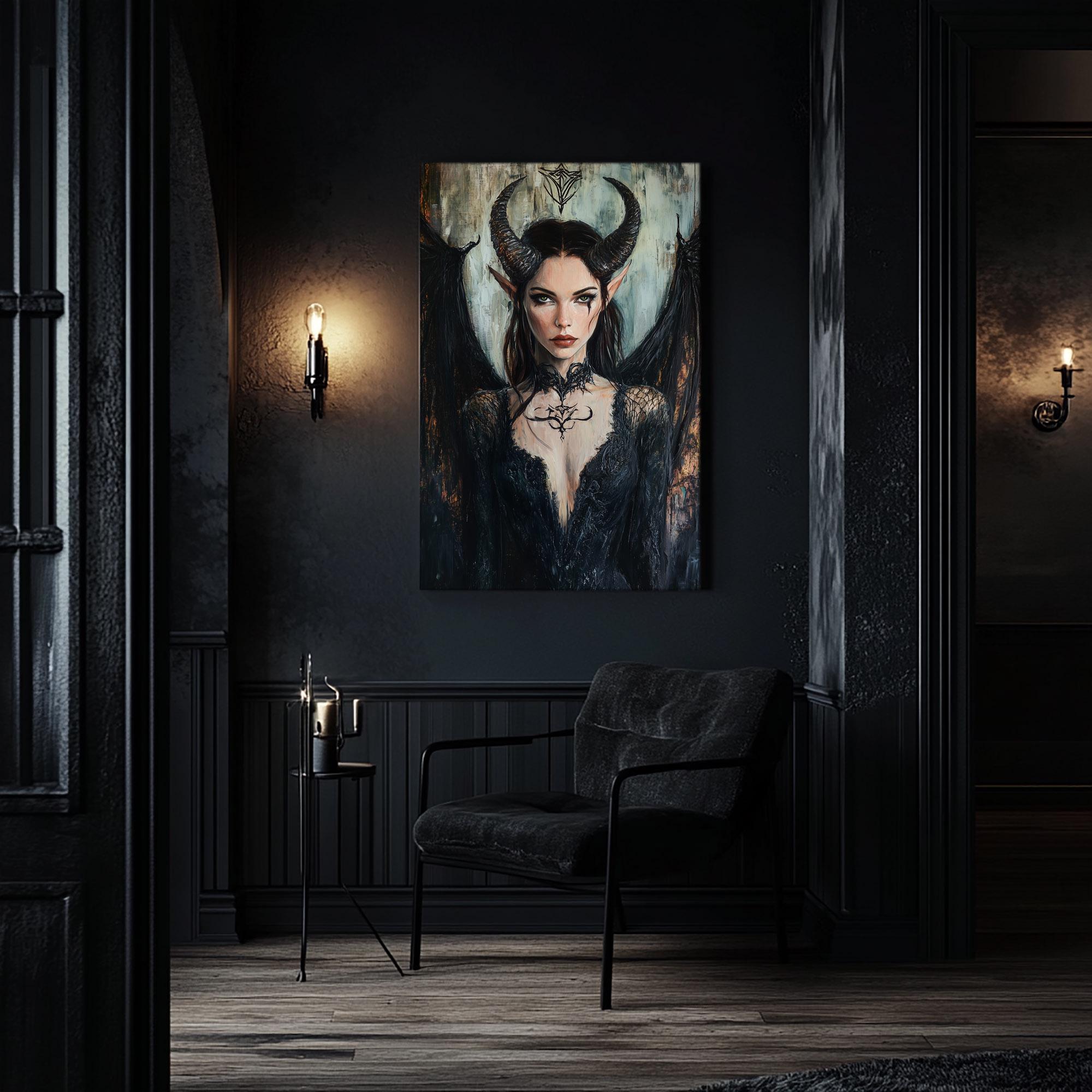 Lilith Elf Dark Goddess Fine Art Print, Beatiful Horned Female God ...