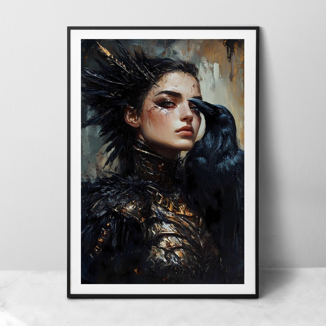 Morrigan & Black Raven - Paper Fine Art Print, Pagan Celtic Goddess ...